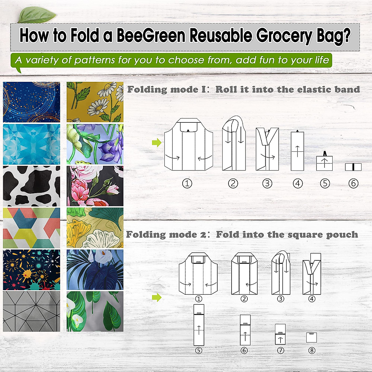 BeeGreen Geometry Reusable-Grocery-Bags Bulk 2 Pack. Tearing-Prevent Material Reusable-Shopping-Bags Extra Large for 50LBS Heavy-duty Sturdy. Foldable Machine-Washable-Nylon Gift for Women