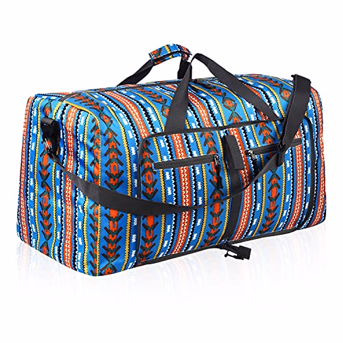 Duffel Bag 65L Packable Duffle Bag with Shoes Compartment Unisex Travel Bag Water-Resistant Duffle Bag(Bohemian Blue,65L)