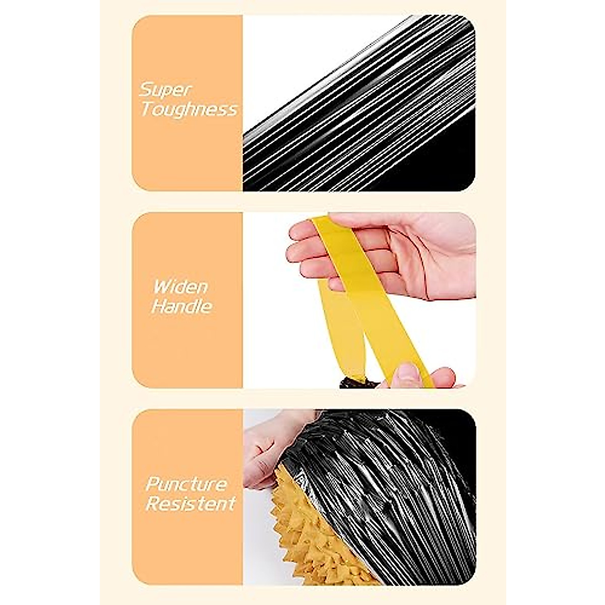 100 Count Drawstring Trash Bags, Jixik 4 Gallon Thickened Garbage Bags 17.7" x 19.7" Unscented Trash Bags for Kitchen, Bathroom, Office Waste Bin Liners