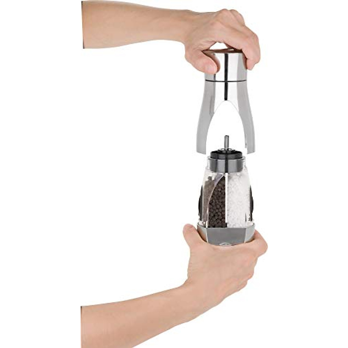 Trudeau - 716451 Trudeau Stainless Steel Manual 2-in-1 Salt and Pepper Mill, 7.5 inches, Silver