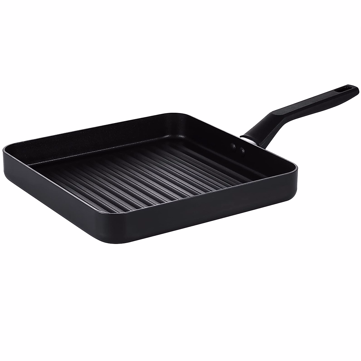 Qstar Nonstick 10.5 inch Grill Pan for Stove Tops Hard-Anodized Aluminum PFOA Free, Square, Black