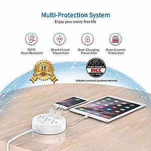 NTONPOWER Power Strip Flat Plug Bundle, 3 Outlets 2 USB Compact Power Strip with 25ft and 15ft Cord and 5ft Cord, Right Angle Plug for Office, Home, Nightstand