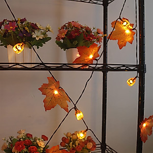 Xingpold Fall Decor Solar Pumpkin Maple Leaf String Lights Outdoor, 50LED 30ft Fall Garland with Lights Waterproof Pumpkin Lights for Thanksgiving Halloween Autumn Door Porch Home Garden Decorations