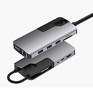 SXYLTNX USB C HUB TypeC to USB 3.0 HUB HDMI-compatibe VGA Adapter 3 Dock 3.5mm Audio RJ45 Adapter