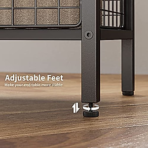 CubiCubi End Table, Small Side Table Nightstand with Storage Shelf for Living Room Bedroom, 3-Tier Sofa Table with Metal Frame, Deep Brown