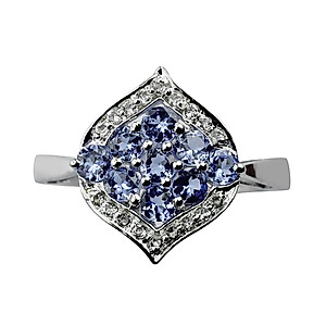 Carillon 0.77 Carat Tanzanite Round Shape Natural Non-Treated Gemstone 925 Sterling Silver Ring Engagement Jewelry for Women & Men