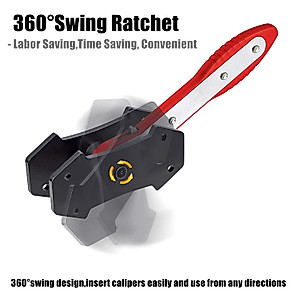 JOJOY LUX Brake Caliper Press Tools, 360 Degree Automotive Swing Ratchet Expander Wrench Brake Pad Spreader Tool with Extra 2PCS Large Plates for Single Twin Quad Sextuplet Piston Disc Brake Caliper