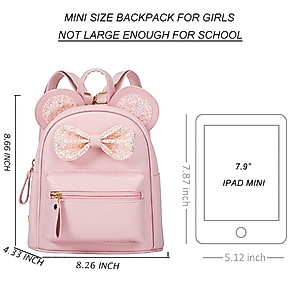 Sunwel Fashion Cutest Cartoon Toddler Sequin Bow Mouse Ears Bag Mini Travelling School Shoulder Backpack for Teen Little Girl Women (pink)