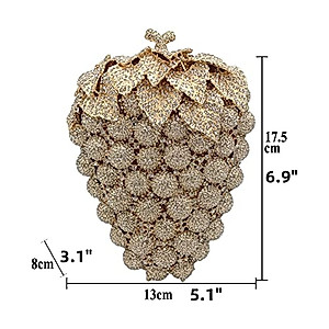 Tngan Women Cute Grape Evening Clutch Sparkling Full Rhinestones Purse Banquet Prom Shoulder Bag, Lavender