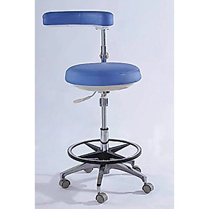 Dental Assistant Stool Nurse Chair Height Adjustable with Armrest Micro Fiber Leather