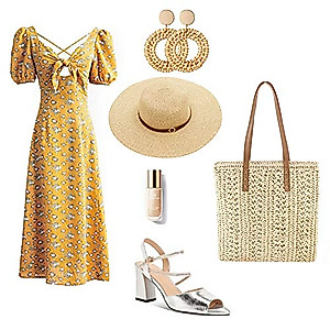 ZLM BAG US Women Straw Crochet Tote Bohemian Summer Beach Bag Large Handmade Shoulder Bag (Beige)