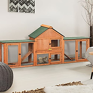 COZIWOW Wooden Extra Large Chicken Coop, Small Animal Enclosure Habitat for Indoor Outdoor, Wood Rabbit Bunny Hutch, Pets Cage House for Dog Cat Squirrel Hamster Hedgehog Guinea Pig