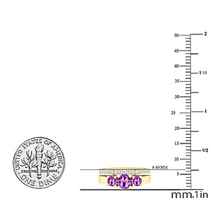 Dazzlingrock Collection Round Amethyst & White Diamond Ladies Bridal Three Stone Engagement Ring Set, 10K Yellow Gold, Size 4
