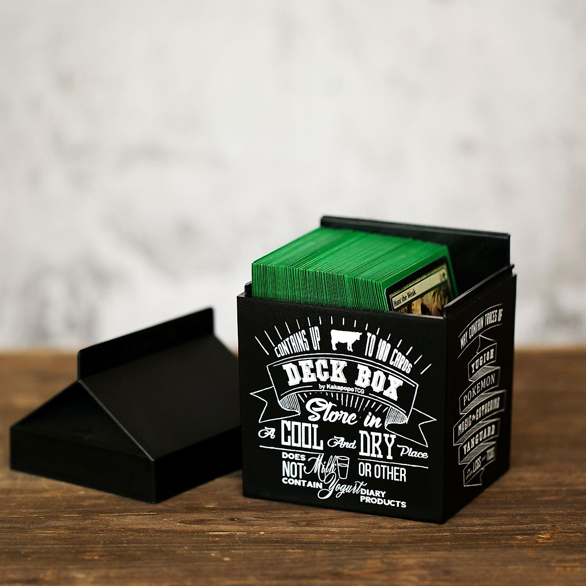 KakapopoTCG Deck-fast (Black): Deck Box, Dice Box, MTG Magic FaB YGO DND Spell Cards EDH Commander FaB PTCG TCG