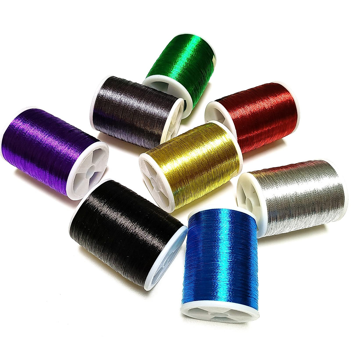 (8pcs*240yd) Kalavarma 240 Yards 220M Metallic Wrapping Thread for Fishing Rod Guide 8 Color