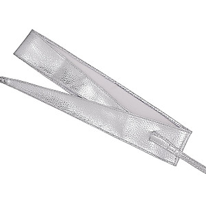 Ayliss Women Soft Leather Obi Belt Self Tie Wrap Cinch Belt,Silver