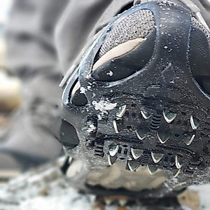 Ice Snow Traction Cleats Crampons Anti-Slip Snow Shoes Cleats Walking on Snow and Ice Winter Walking Boots Cleats for Men Women Hiking, Jogging (24 Steel Crampons,Szie XL)