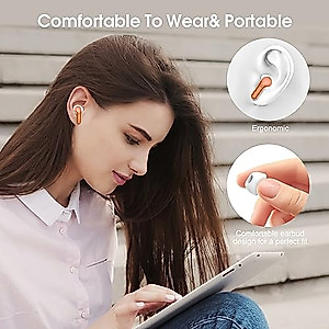 Wireless Earbuds, Bluetooth 5.3 Headphones with 4 ENC Noise Cancelling Mic, Bluetooth Earbuds 40H Playtime , Wireless Headphones in ear Earphones Deep Bass Stereo, LED Display, IP7 Waterproof, Orange