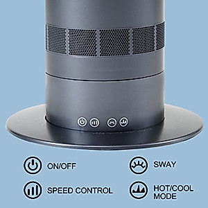 HealSmart 32-inch Space Heater Bladeless Tower Fan, Heater & Fan Combo, 9H Timer 10 Speeds with Remote Control, Air Circulator Fan for Home Air Conditioner, Purple