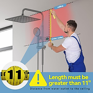 MakeFit All Metal Rainfall Shower Heads with Handheld Combo - 10 Inch High Pressure Rain Shower Head 9 Modes Handheld Shower Head with Height Adjustable Shower Extension Arm and Slide Bar Matte Black