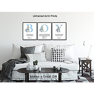 Religious Christian Baby Boy Room Decor - Baby Boy Nursery Decor - Boys Wall Art - Scripture Wall Art - Bible Verses Wall Decor - Baby Shower Gifts - Toddler Boys Bedroom - Blue Peter Rabbit Decor