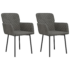 vidaXL Dining Chairs 2 pcs Dark Gray Velvet