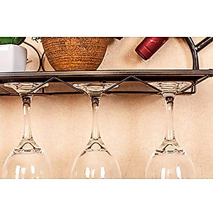 Wine Racks Metal Iron Wine Rack Wall Shelf Hanging Wine Rack Goblet Holder Cup Holder Can Hang 7 Bottles of Wine   Hanging 10 Cups