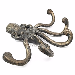 Coastal Marine Ocean Sea Giant Octopus Kraken Wall Mount Iron Coat Key Hook Hanger Treasures of Caribbean Islands