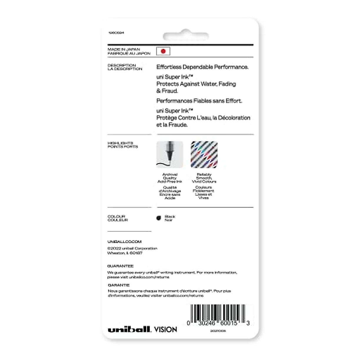 uniball Vision Rollerball Pens with 0.7mm Fine Point, Black, 4 Count