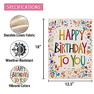 Happy Birthday Garden Flag Vertical Double Sided Welcome Farmhouse Burlap Yard Outdoor Décor Gift Flag 12.5x18 Inch