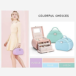 Vlando Princess Style Jewelry Box Half-Moon Design, Fabulous Girls Gift (Green)