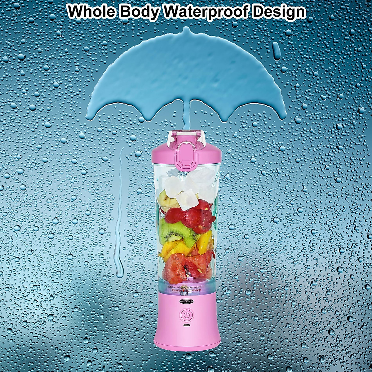 Portable Blender for Shakes and Smoothies 20 Oz, Waterproof Personal Blender USB Rechargeable with 6 Blades and Travel Lid for Kitchen, Office, Gym & Travel (Light Purple)