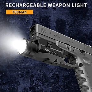 CRONHAWK 1350 Lumens Rail Mounted Pistol Flashlight, Rechargeable Gun Flashlights for Pistol Airsoft