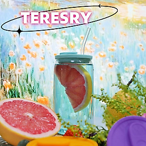 TERESRY 4 Pack Silicone Lids for Glass Cups with Bamboo Lids and Straws, 2.75inch/70mm Silicone Lids for 16OZ Beer Can Cups with Wooden Lids, Replacement Canning Lids for 20OZ 24OZ Glass Cups