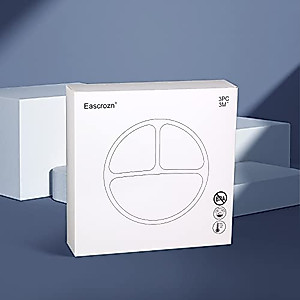 Eascrozn Suction Plates for Baby 3 pack, Stay Put Divided Toddler Plates, 100% Food Grade Silicone Baby Plates, BPA Free, Baby Feeding Supplies, Microwave & Dishwasher Safe