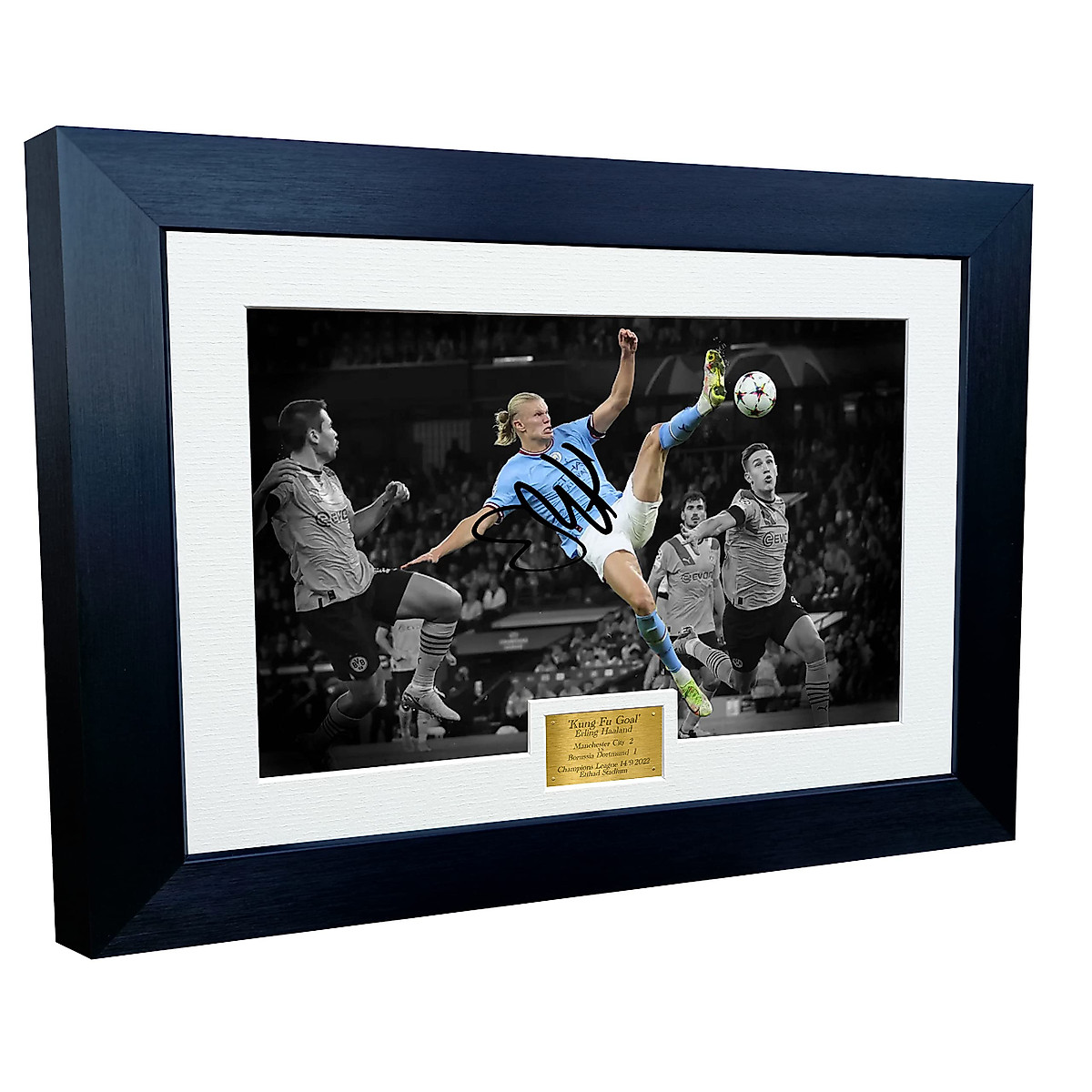 12x8 A4 Erling Haaland Manchester City KUNG FU GOAL Autographed Signed Photo Photograph Picture Frame Football Soccer Poster Gift