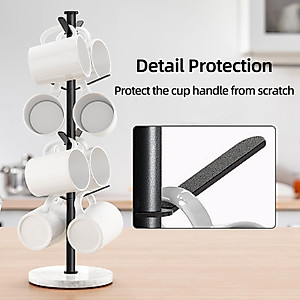 Gypie Marble Mug Holder Tree, 8 Hooks Coffee Cups Stand, New Upgraded Stable Mug Stand for Kitchen Counter Cabinet Cafe Black