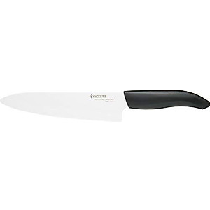 Kyocera Advanced Ceramic Revolution Series 7-inch Professional Chef's Knife, Black Handle, White Blade