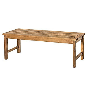 Walker Edison Rendezvous Modern Solid Acacia Wood Slatted Patio Bench, 53 Inch, Brown
