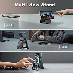 typecase Magnetic Wallet Compatible with Magsafe: Magnetic Phone Wallet & Card Holder for Apple iPhone 16 15 14 13 12 Pro Max - Adjustable Mag Safe Wallet Stand with 4 Card Slots - Black