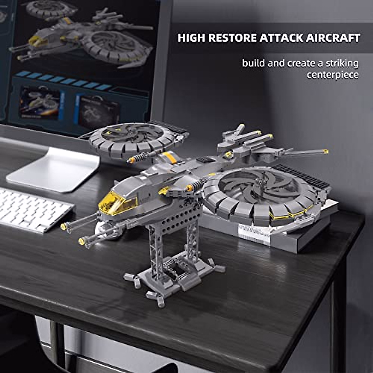 NEWABWN Star Space Raptor Attack Aircraft, War Airplane Model Spaceship Building Set for Adults, Compatible with Lego Set, Space Shuttle Fighter Military Plane Toy Gift for Boys 8-14 (887PCS)