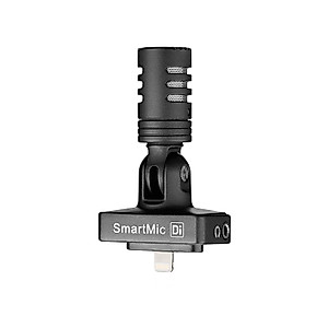 Saramonic SmartMic DI Stereo Microphone for iOS Devices Mobile Phone with 3.5mm Headphone Jack, Foam & Furry Windscreens