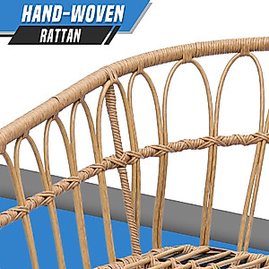 SFIHOME 3-Piece Patio Conversation Set, Rattan Outdoor Furniture Set with Side Table, Patio Furniture Set for Porch Backyard Garden, Weather-Resistant,250lbs Weight Capacity, Natural