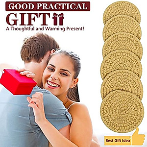 Casaphoria Cotton Woven Coasters for Drinks Absorbent,Round Heat-Resistant Cotton Coasters for Coffee Table,Handmade Braided Fabric Insulated Coasters,Home Decor Gifts(Brown,6Pcs,4.3inch)