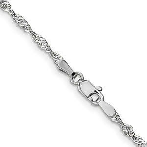 Diamond2Deal 14k White Gold 2mm Singapore Chain Necklace 20" Necklace 3.99g