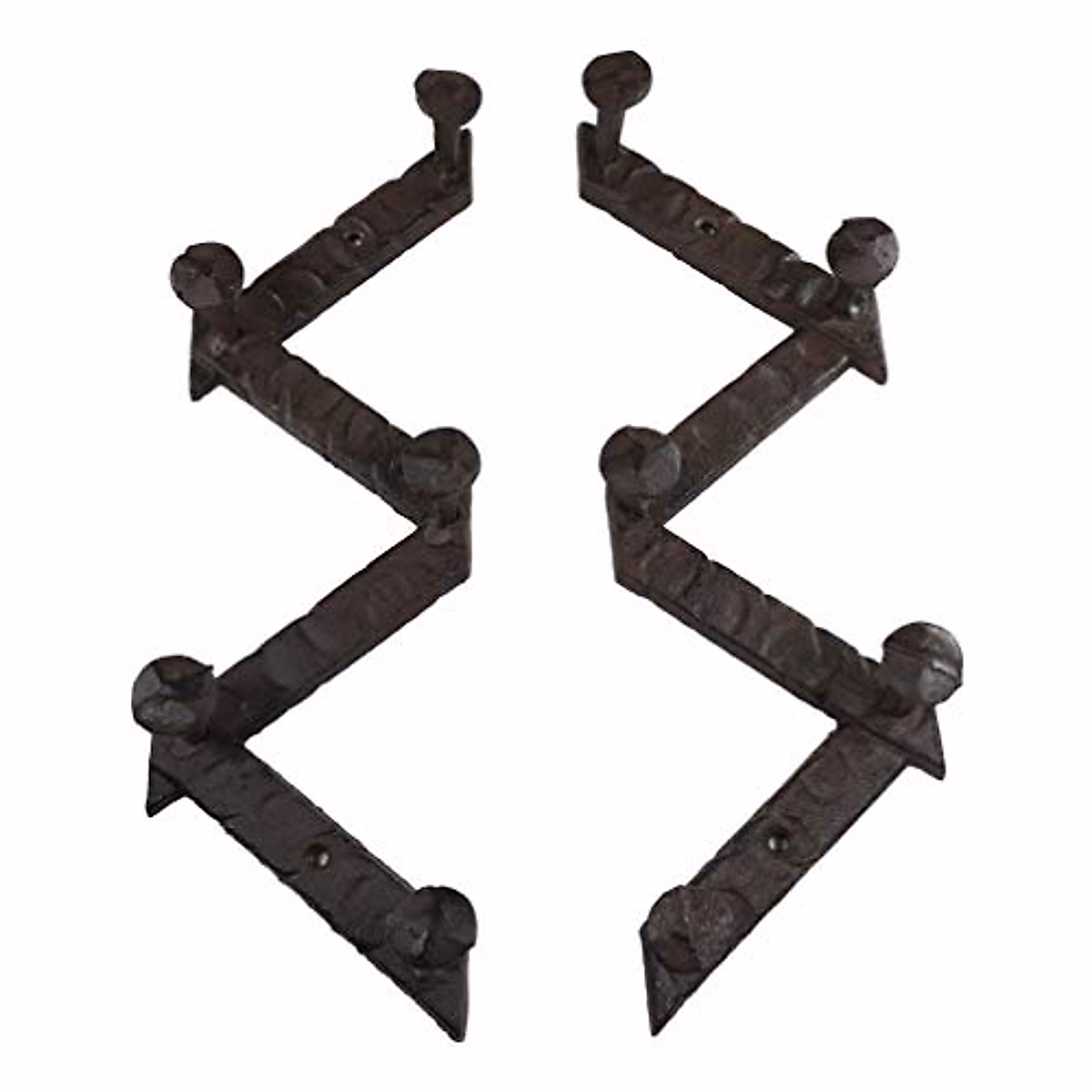 Ebros Cast Iron Vintage Rustic Industrial Farmhouse Railroad Nail Spikes 5 Peg Wall Hooks Western Vintage Multi-Purpose Hanger Plaque for Coats Hats Keys Clothing Towel Pet Leash