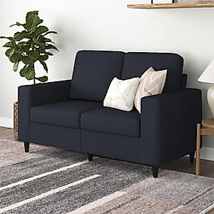 REALROOMS Coral Loveseat 2 Seater Upholstered Sofa, Green Velvet