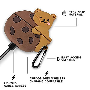 Cookie Bear Airpods Pro Case, 3D Cute Cartoon Character Protective Soft Silicone Air Pods Pro Cover with Keychain, Apple Airpods Pro Kawaii Animal Food Skin Accessories Gift for Girls Boys Kids Teens