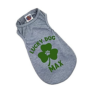 Lucky Dog Personalized Dog Shirt, Cute St. Patrick's Day Dog Shirt, Green Clover St. Patty's Day Shirt for Dogs, St. Patrick's Day Shirt for Dogs, Clothes for Pets (L 15-20 lbs)