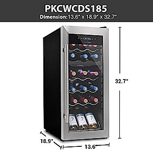 NutriChef PKCWCDS185 Cellar Cooler for White and Red Wines Chiller, 18 Bottle Dual Zone-Stainless Steel